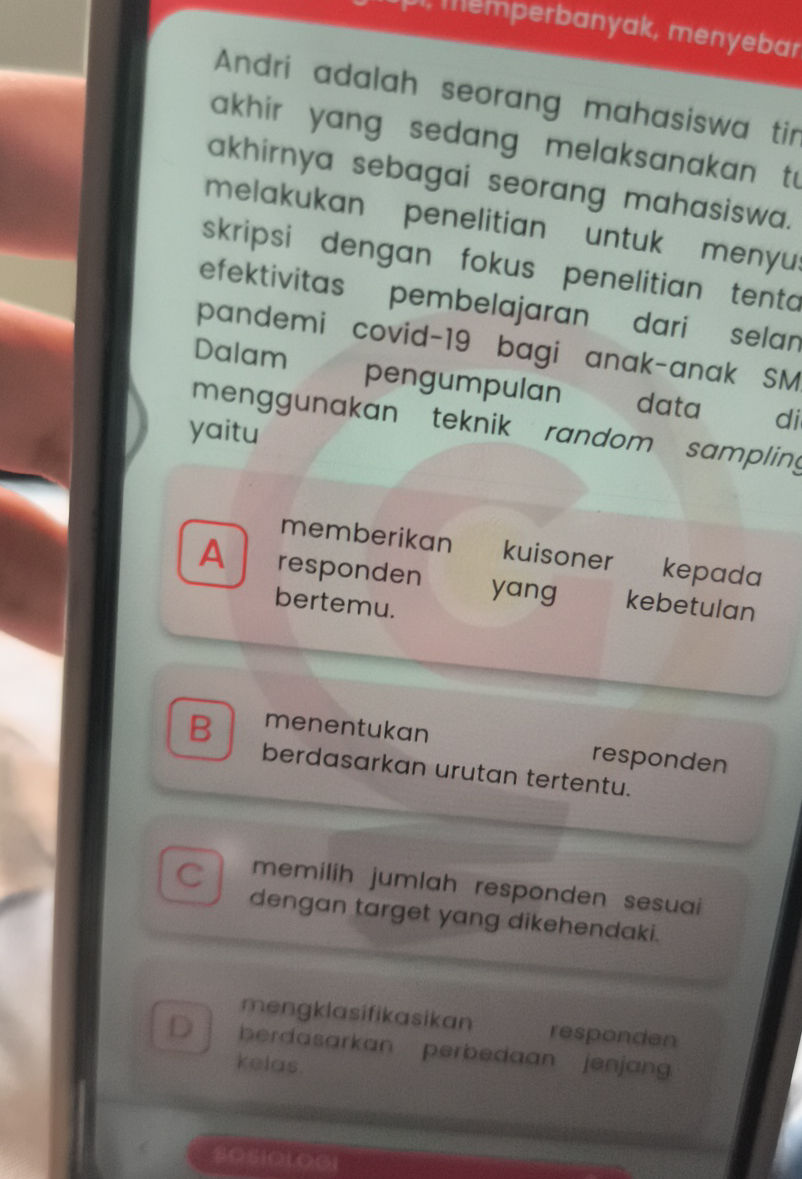 Andri adalah seorang mahasiswa tingkat akhir | StudyX