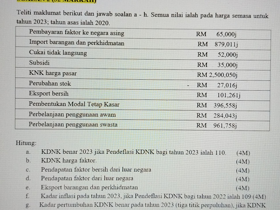 Teliti maklumat berikut dan jawab soalan a - | StudyX