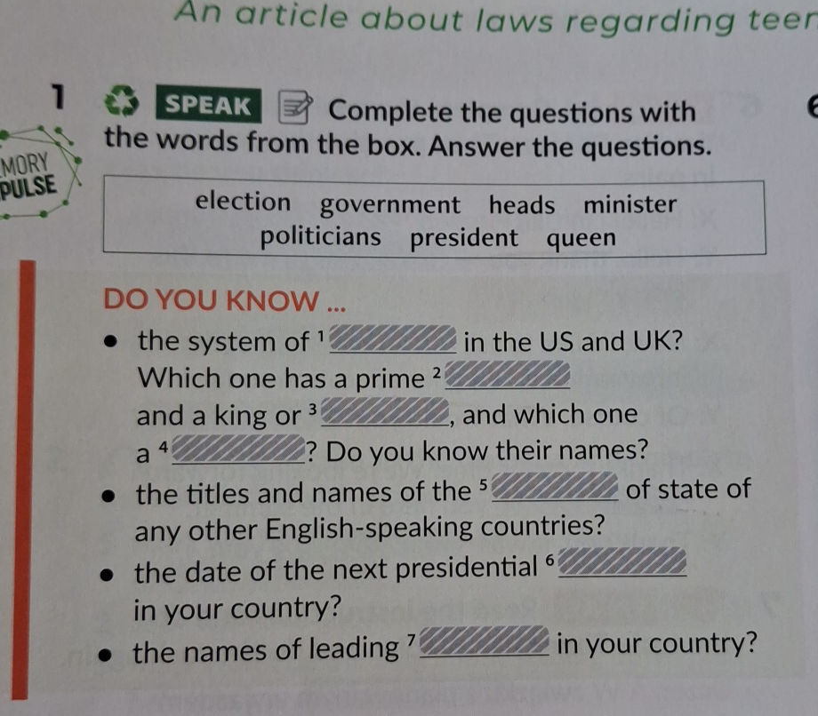 Complete the questions with the words from | StudyX