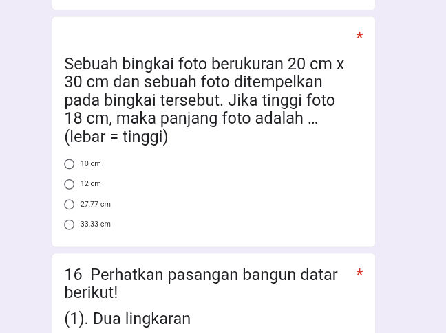 Sebuah bingkai foto berukuran 20 cm x 30 cm | StudyX