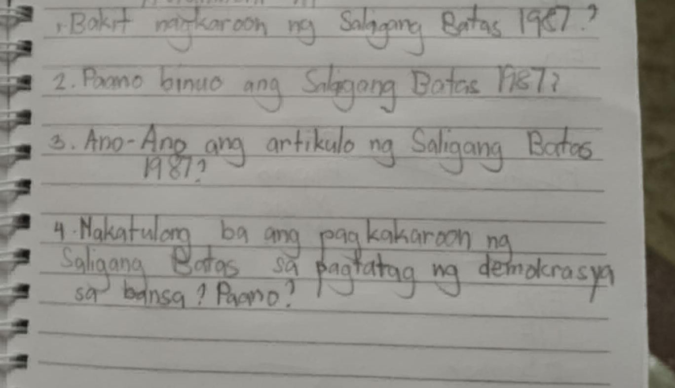 Bakit nagkaroon ng Saligang Batas 1987? 2.