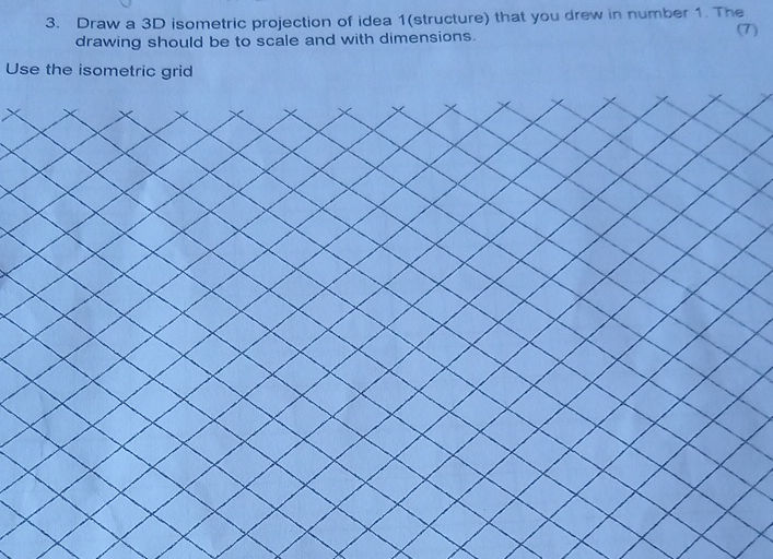 Draw a 3D isometric projection of idea
