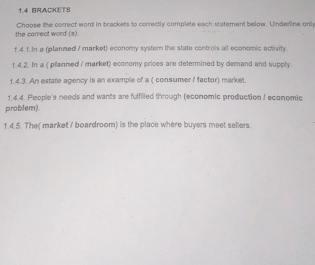 1.4 BRACKETS Choose the correct word in | StudyX