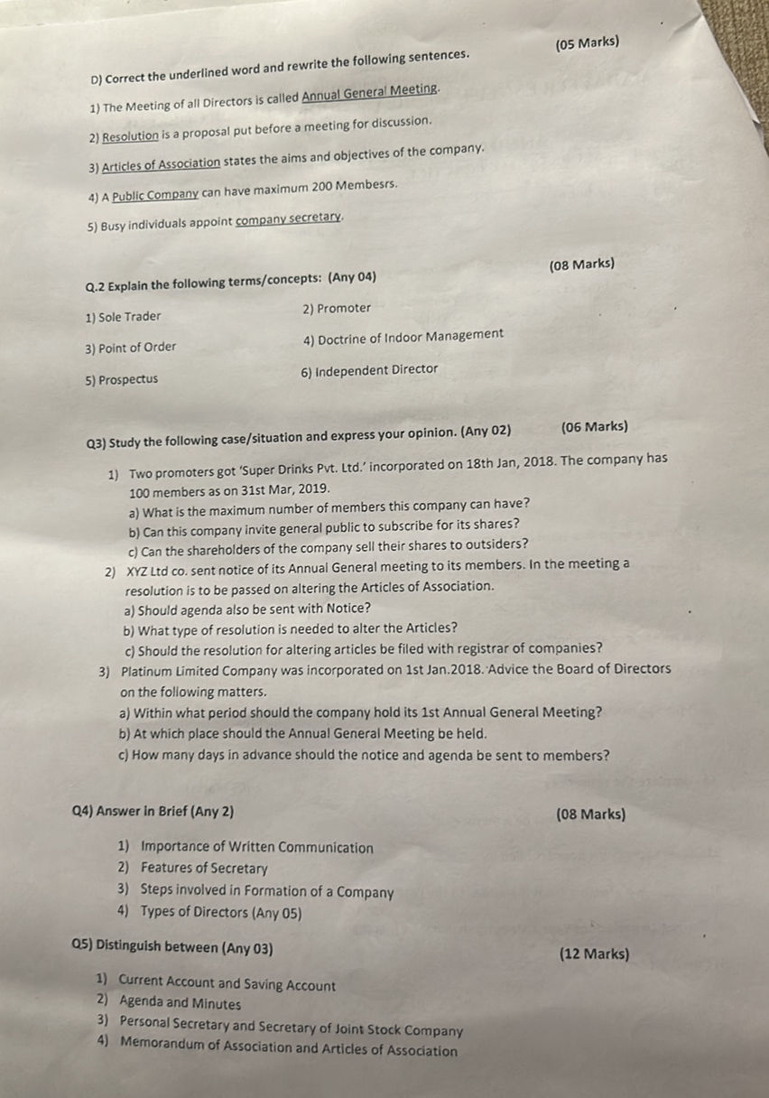 D) Correct the underlined word and rewrite | StudyX