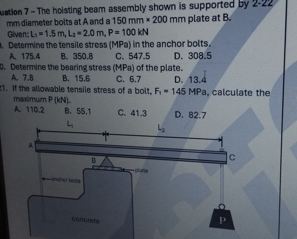 Equation 7 - The hoisting beam assembly | StudyX