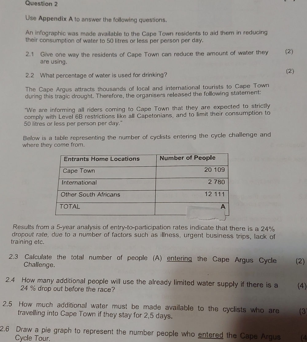 Question 2 Use Appendix A to answer the | StudyX