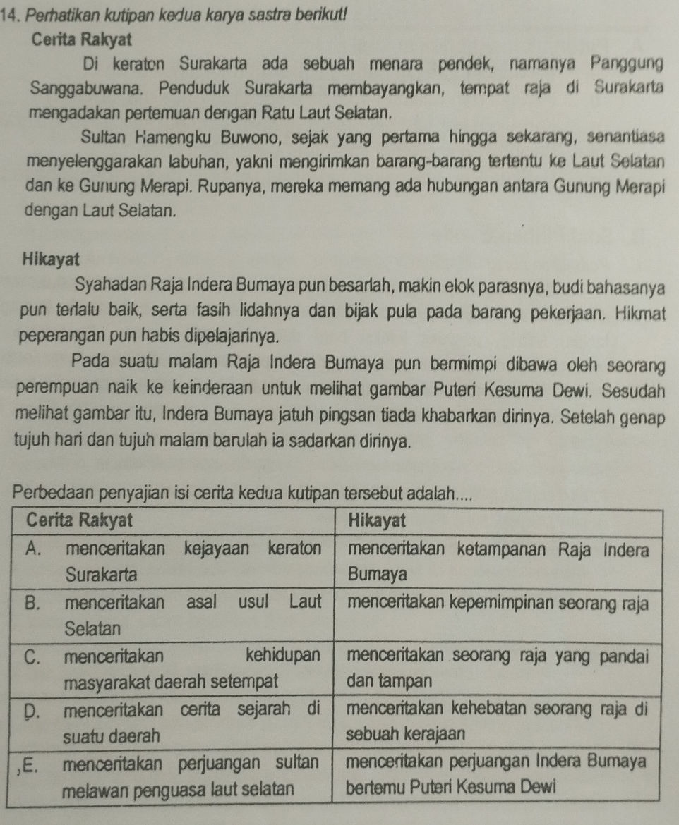 14. Perhatikan kutipan kedua karya sastra | StudyX