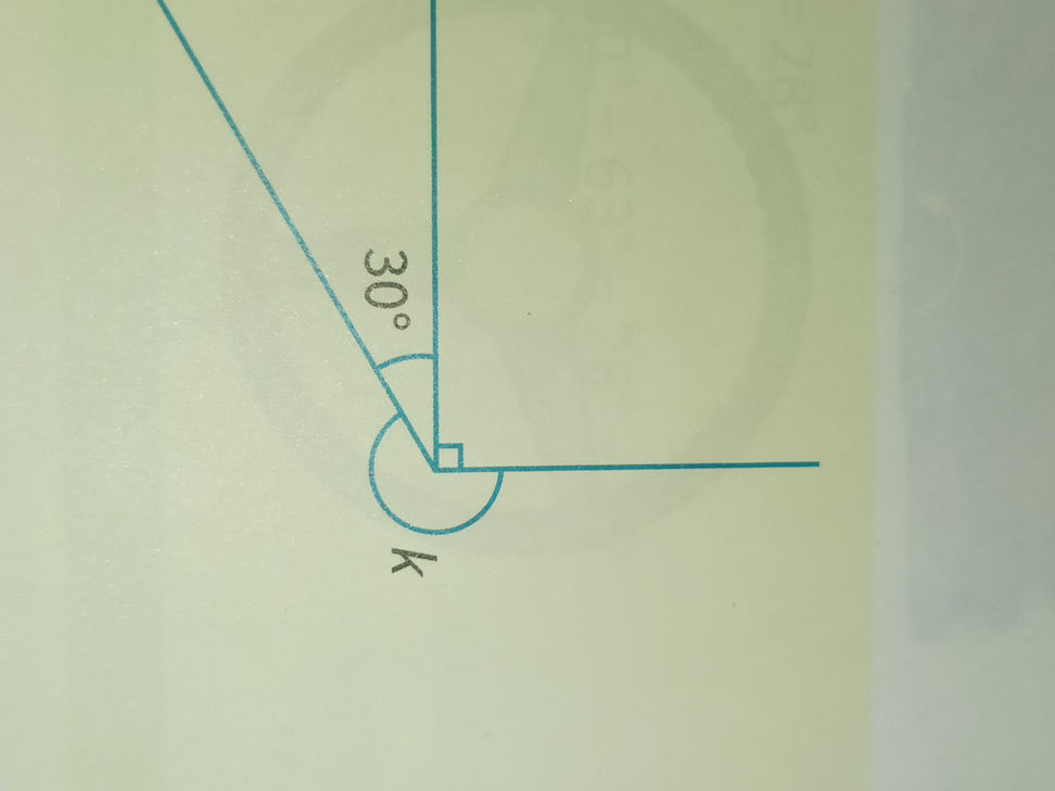 Find the value of angle k. Angle marked is | StudyX