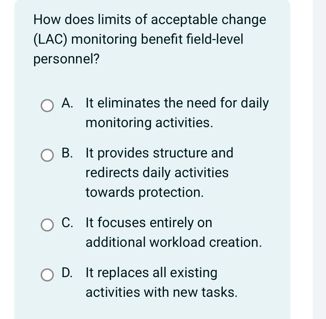 How does limits of acceptable change (LAC) | StudyX