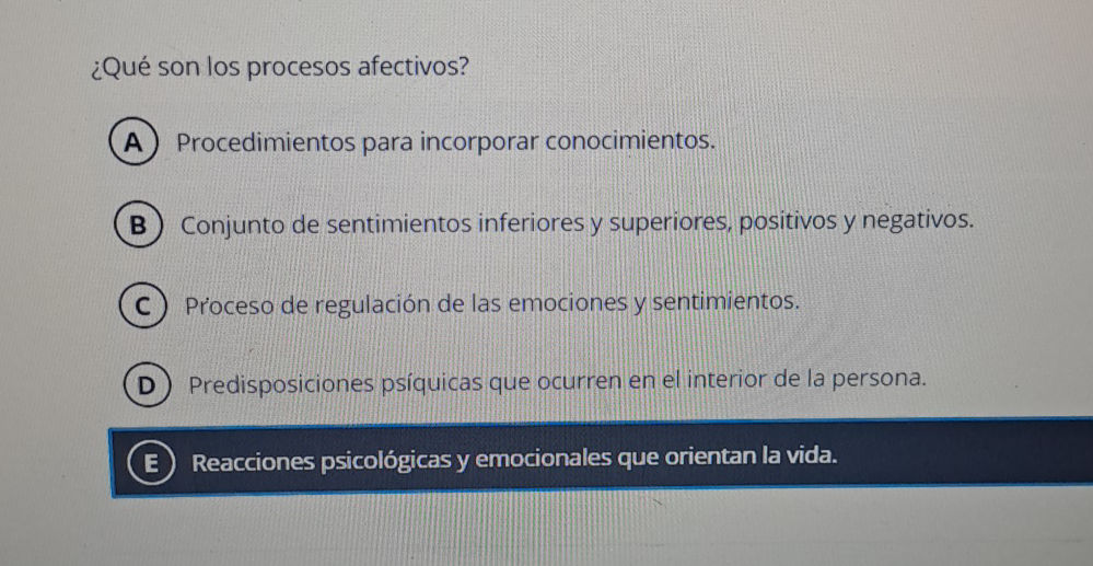 ¿Qué son los procesos afectivos? A) | StudyX