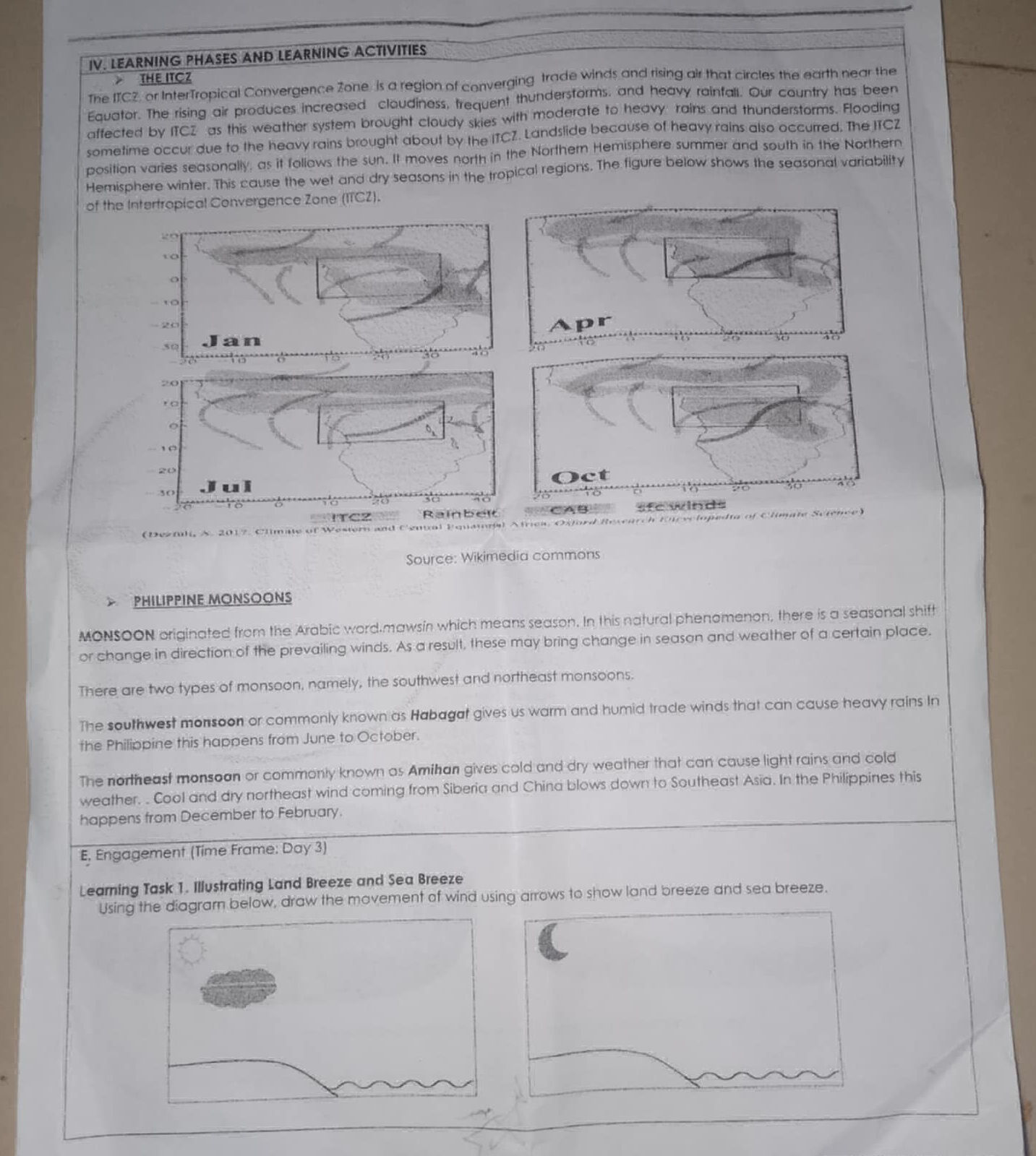 Learning Task 1. Illustrating Land Breeze | StudyX