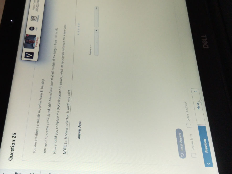 You are creating a semantic model in Power | StudyX