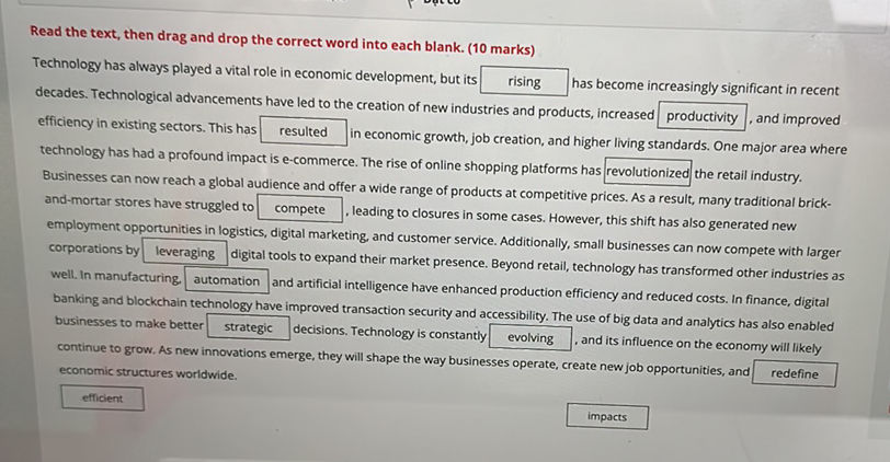 Read the text, then drag and drop the | StudyX