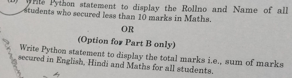 Write Python statement to display the Rollno | StudyX