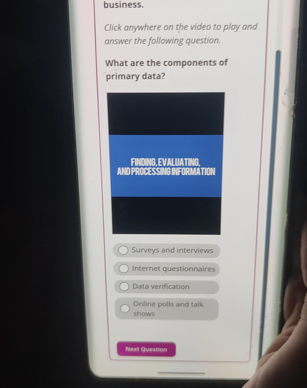 What are the components of primary data? | StudyX
