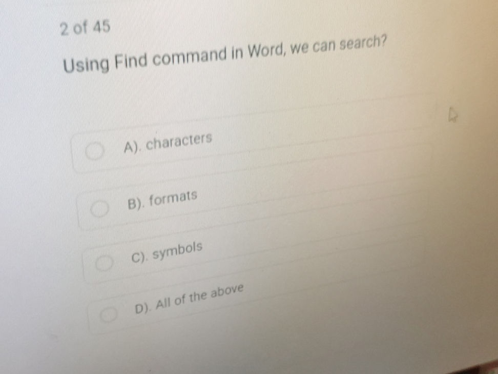 Using Find command in Word, we can search? | StudyX