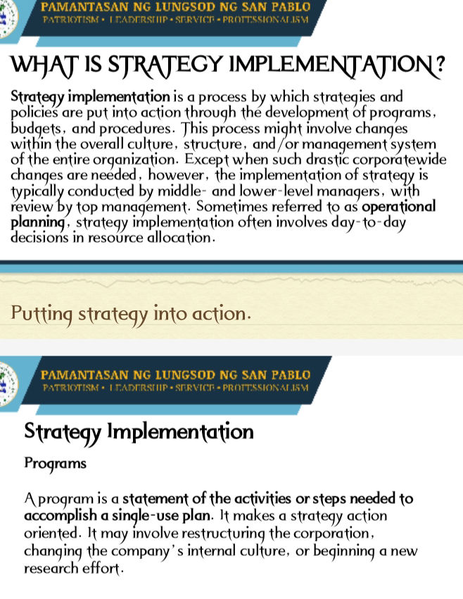 WHAT IS STRATEGY IMPLEMENTATION? Strategy | StudyX