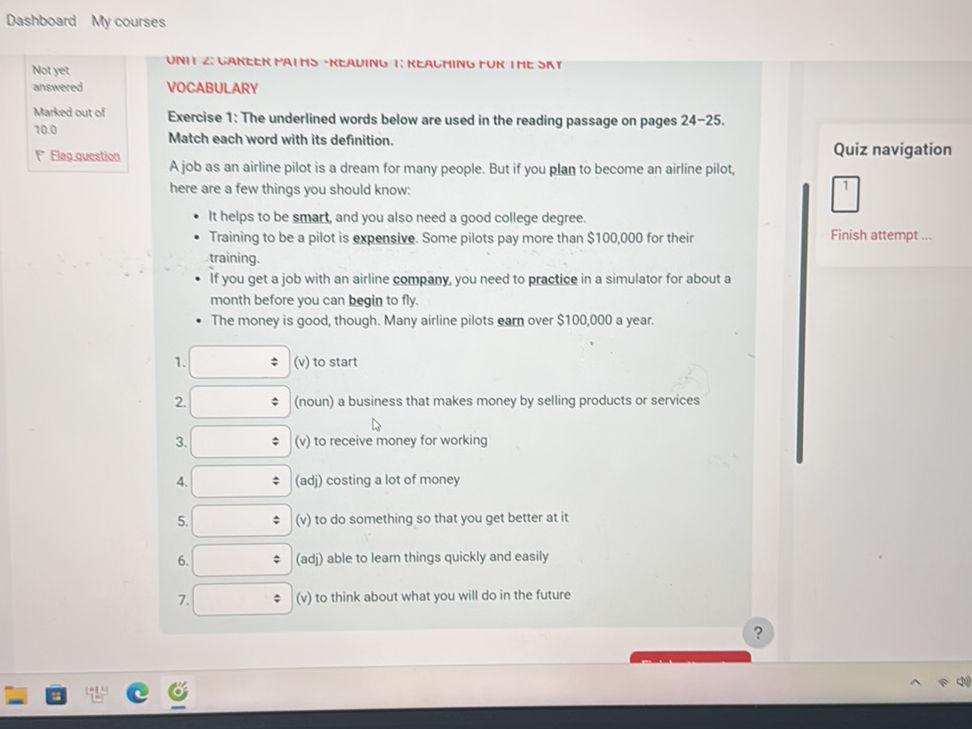 Exercise 1: The underlined words below are | StudyX