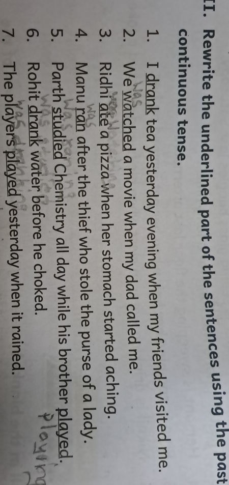 II. Rewrite the underlined part of the | StudyX