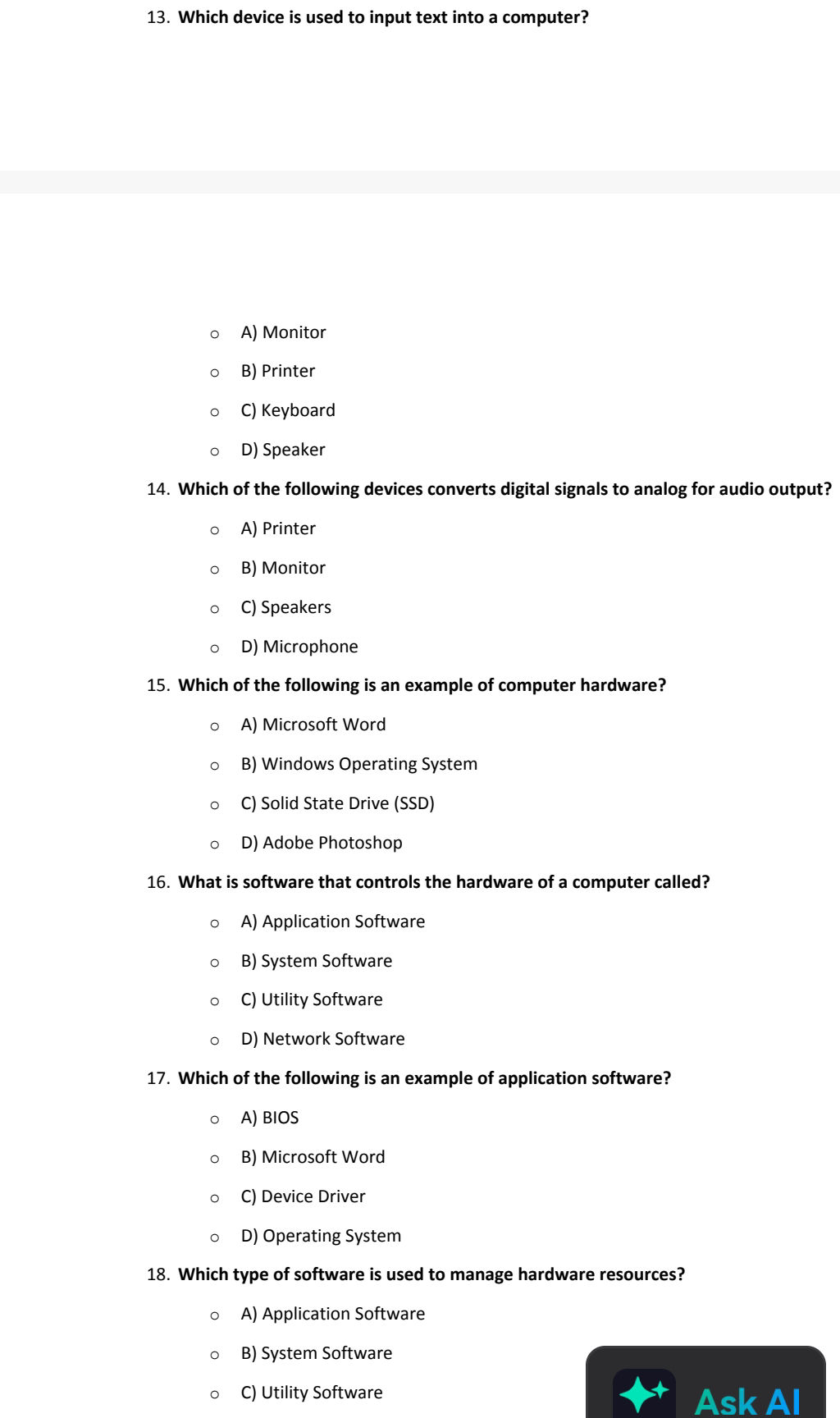 13. Which device is used to input text into | StudyX