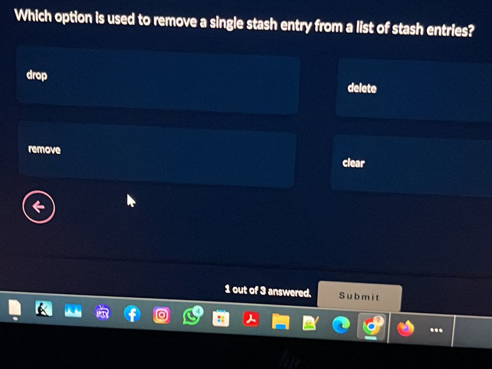 Which option is used to remove a single | StudyX