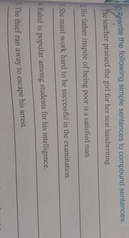 Rewrite the following simple sentences to | StudyX