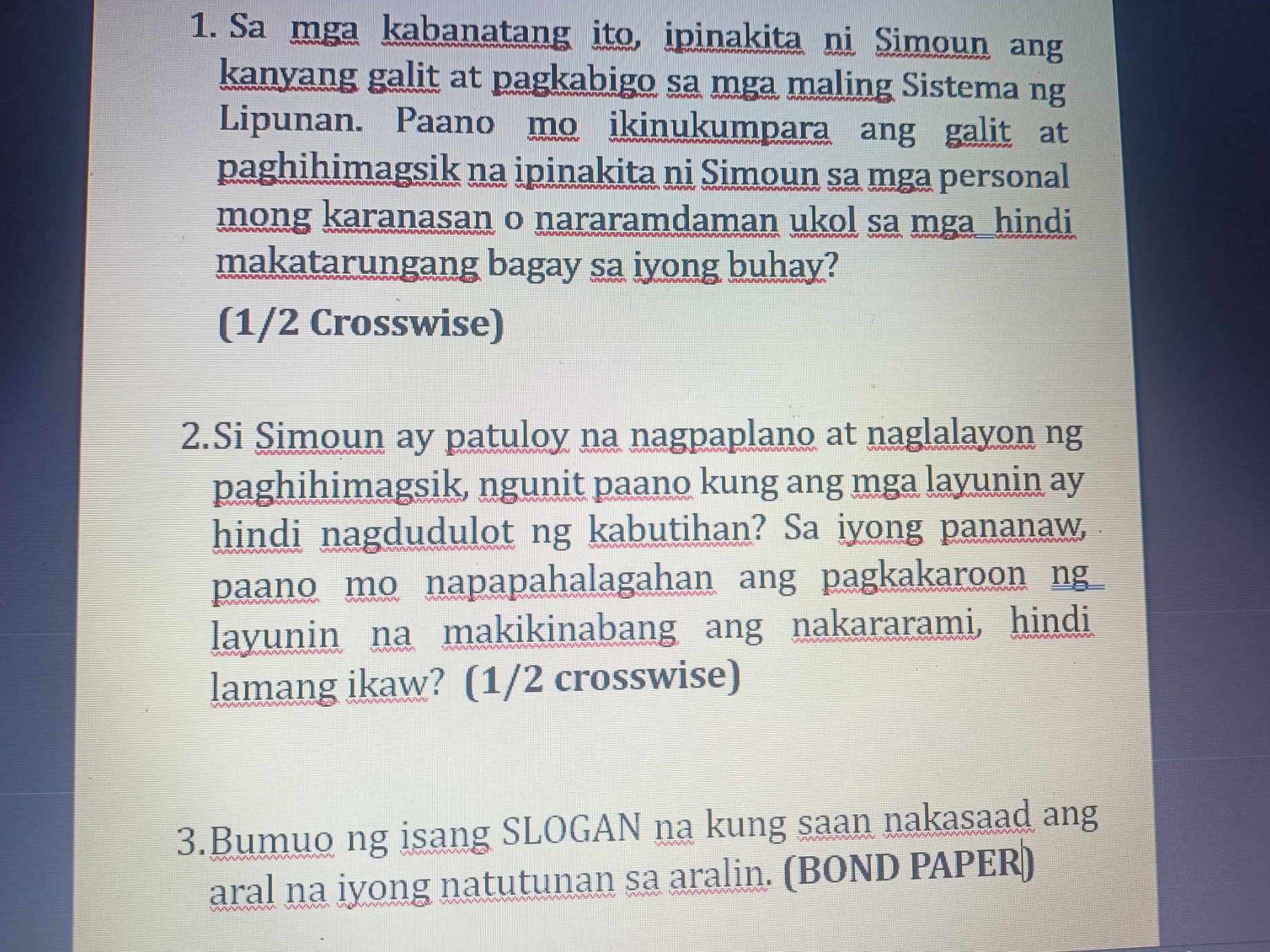 1. Sa mga kabanatang ito, ipinakita ni | StudyX