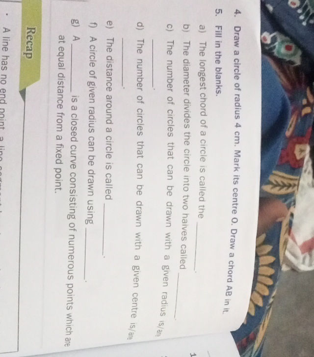 4. Draw a circle of radius 4 cm. Mark its | StudyX