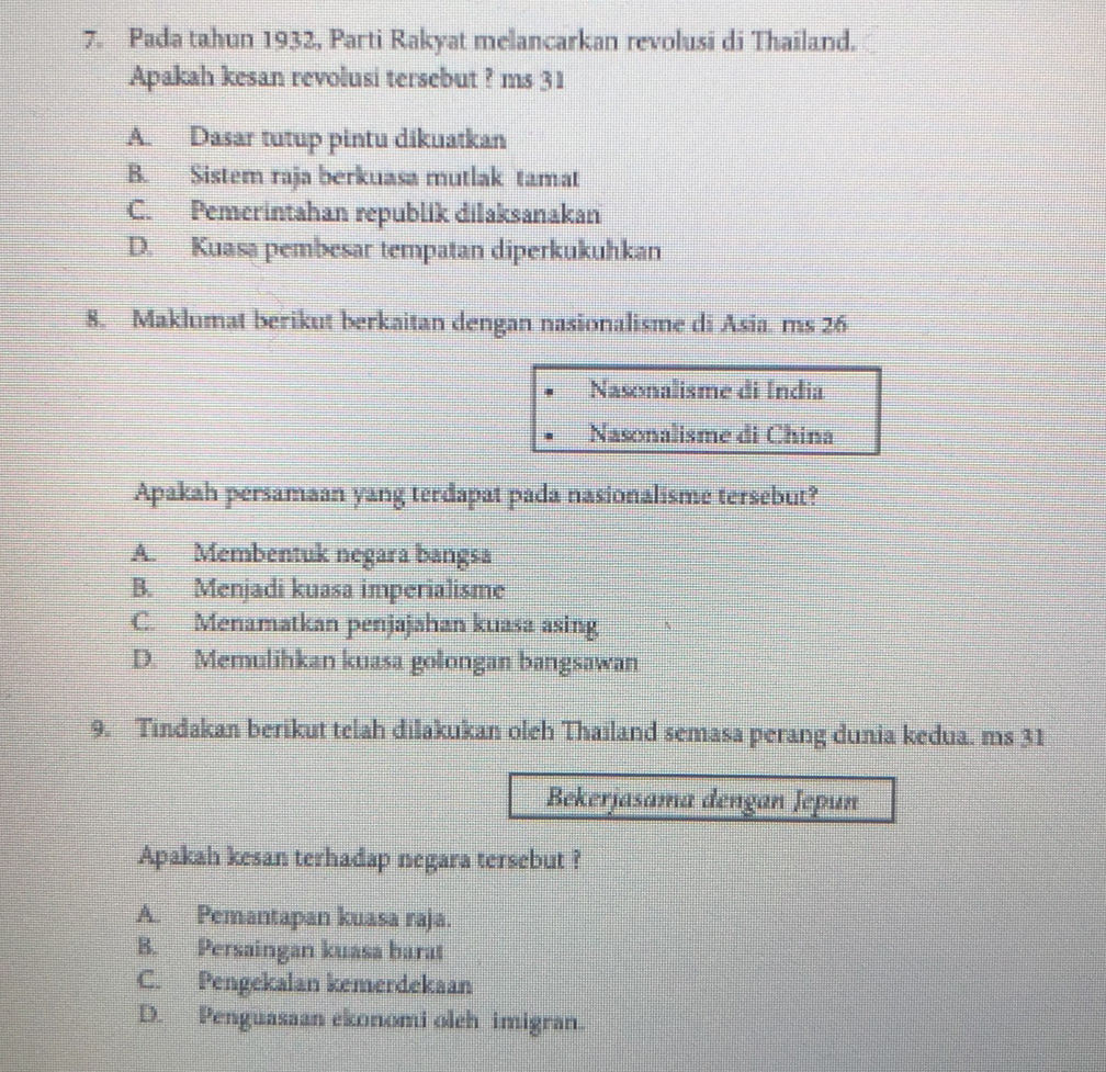 7. Pada tahun 1932, Parti Rakyat melancarkan | StudyX
