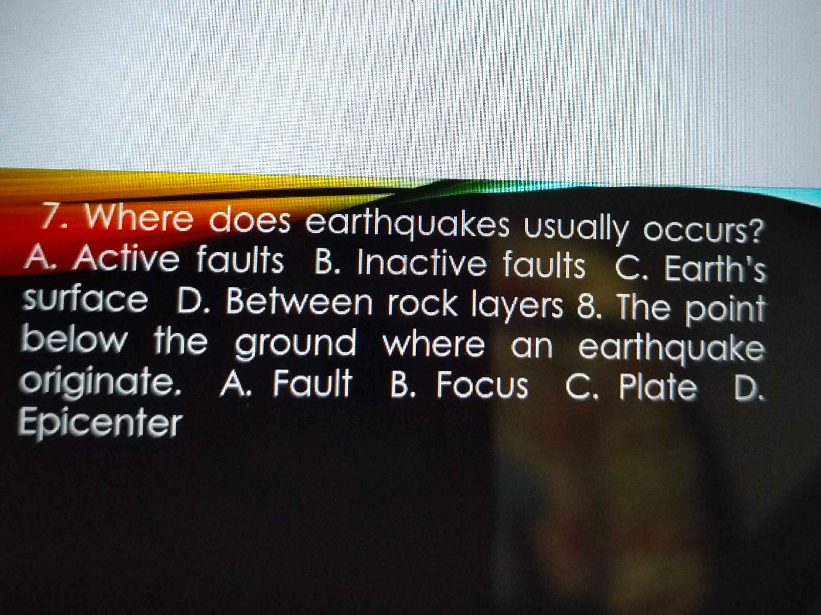 7. Where does earthquakes usually occurs? | StudyX