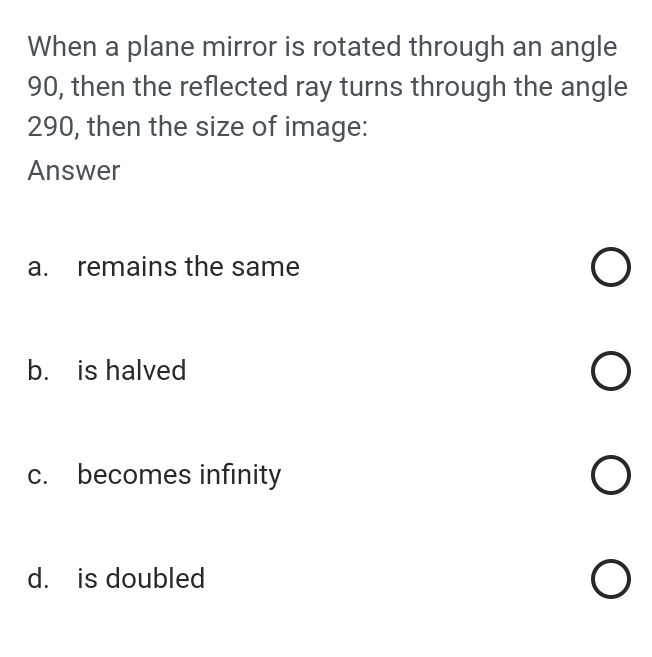 When a plane mirror is rotated through an | StudyX
