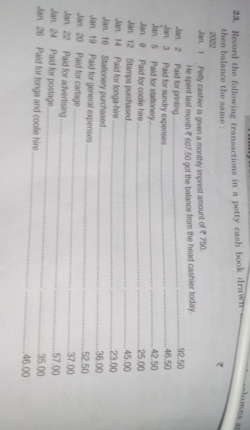 23. Record the following transactions in a | StudyX