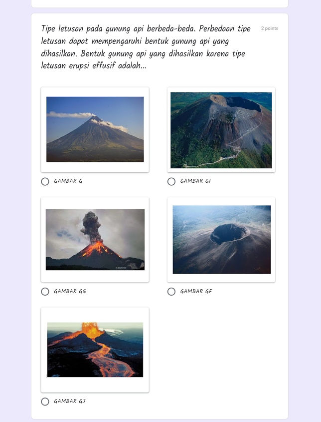 Tipe letusan pada gunung api berbeda-beda. | StudyX