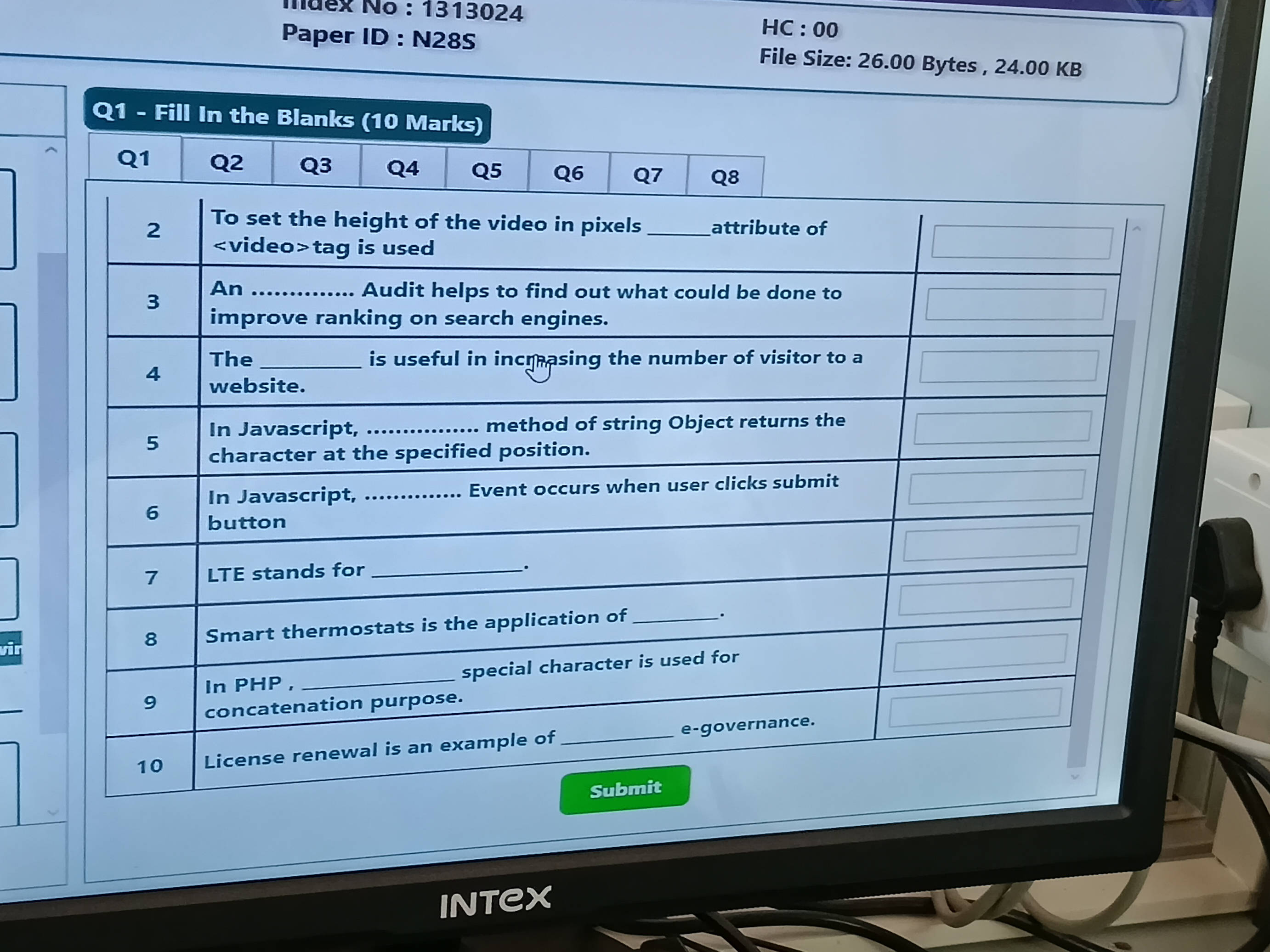 Q1 - Fill In the Blanks (10 Marks) 2. To | StudyX