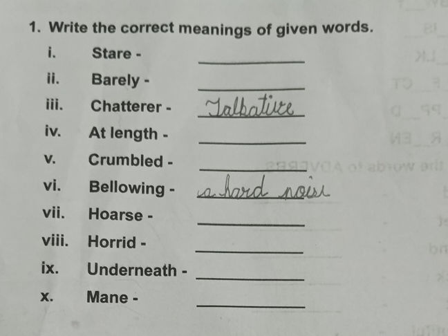 1. Write the correct meanings of given | StudyX