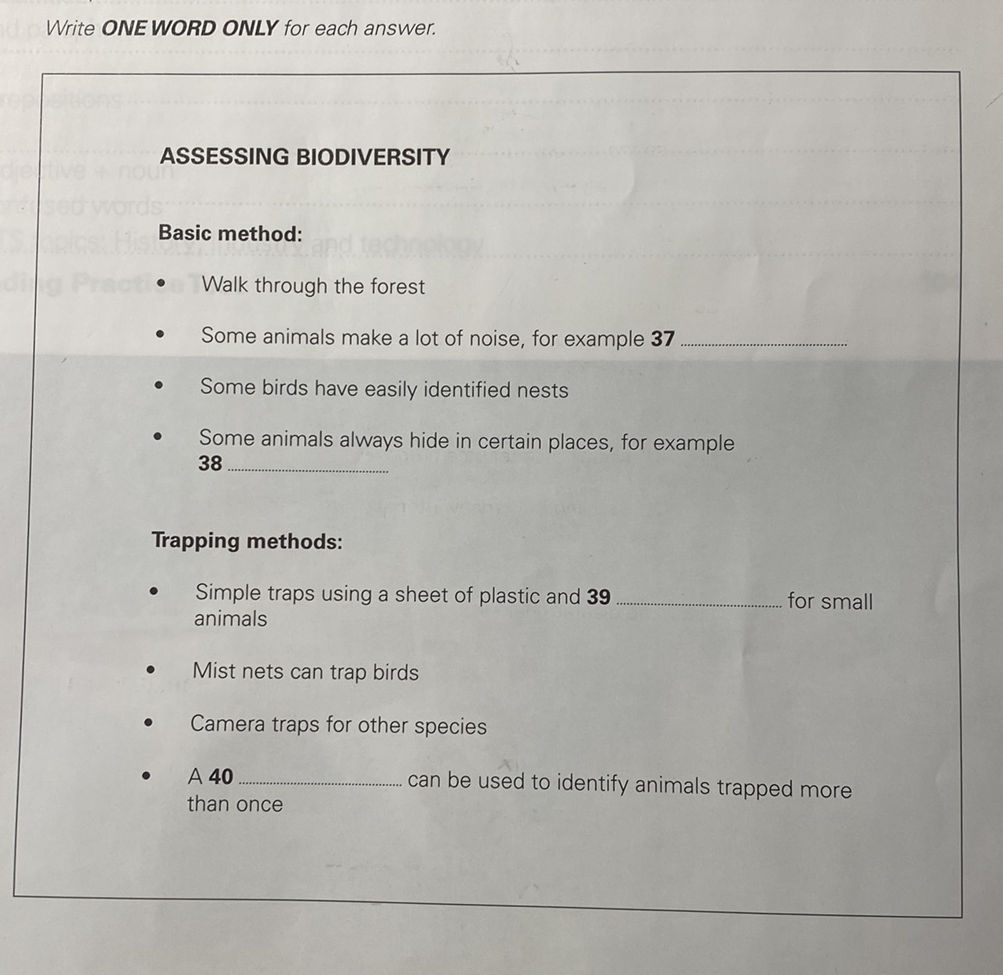 Write ONE WORD ONLY for each answer. | StudyX