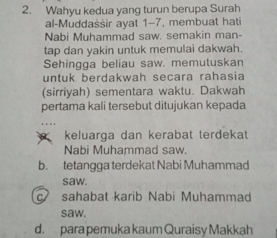 2. Wahyu kedua yang turun berupa Surah | StudyX