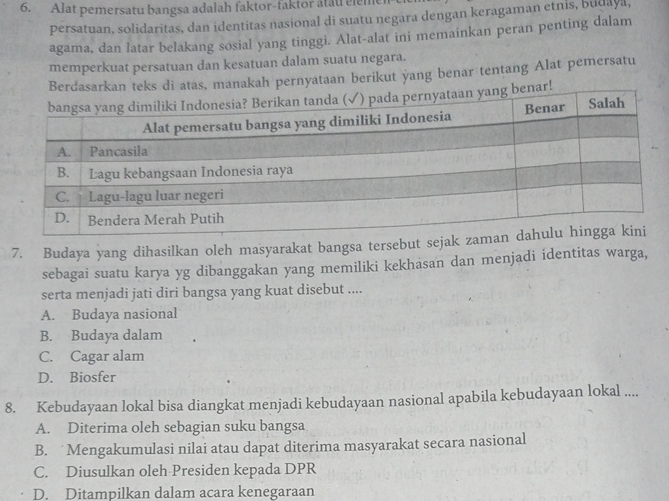 6. Alat pemersatu bangsa adalah | StudyX