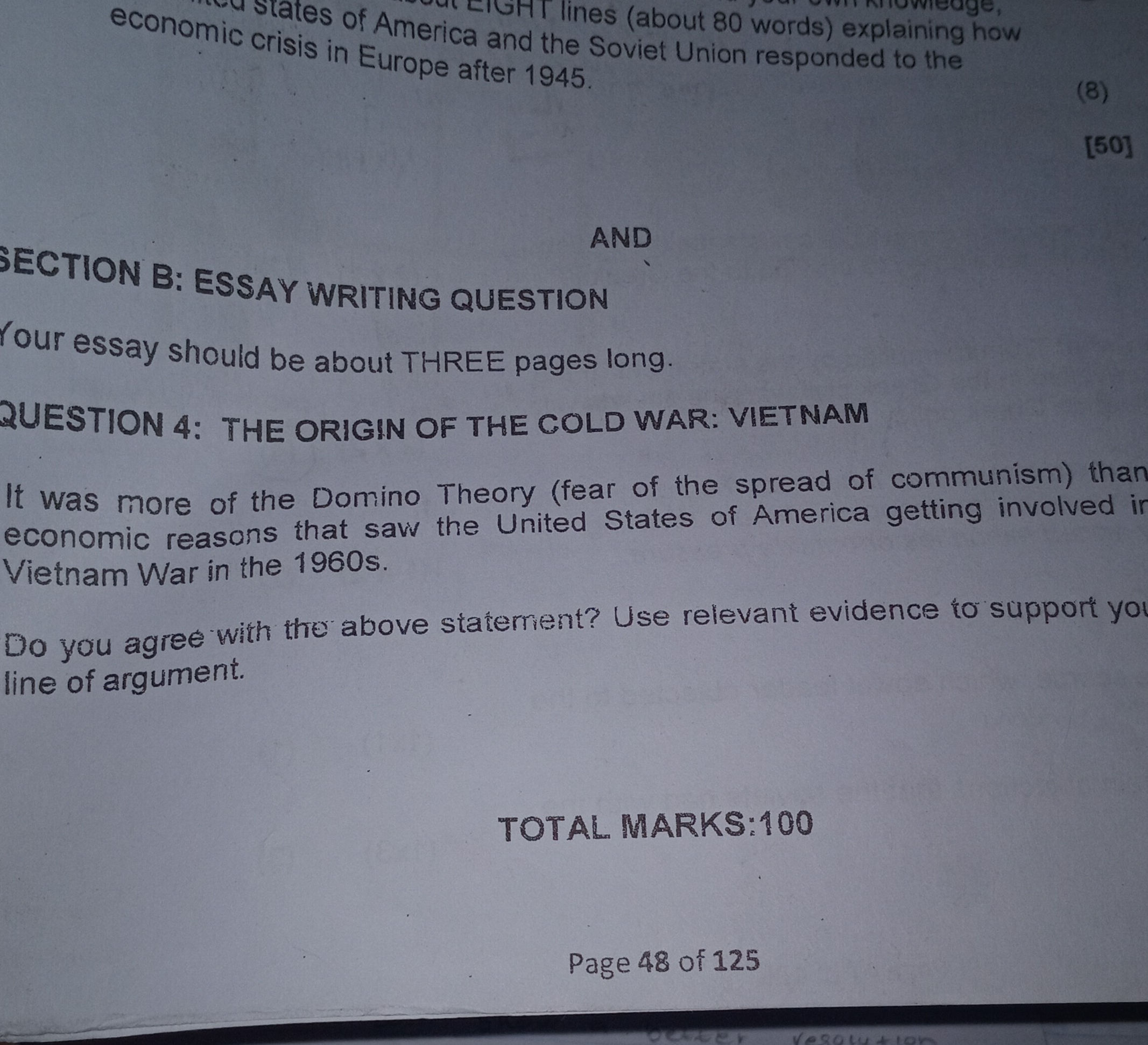 QUESTION 4: THE ORIGIN OF THE COLD WAR: | StudyX