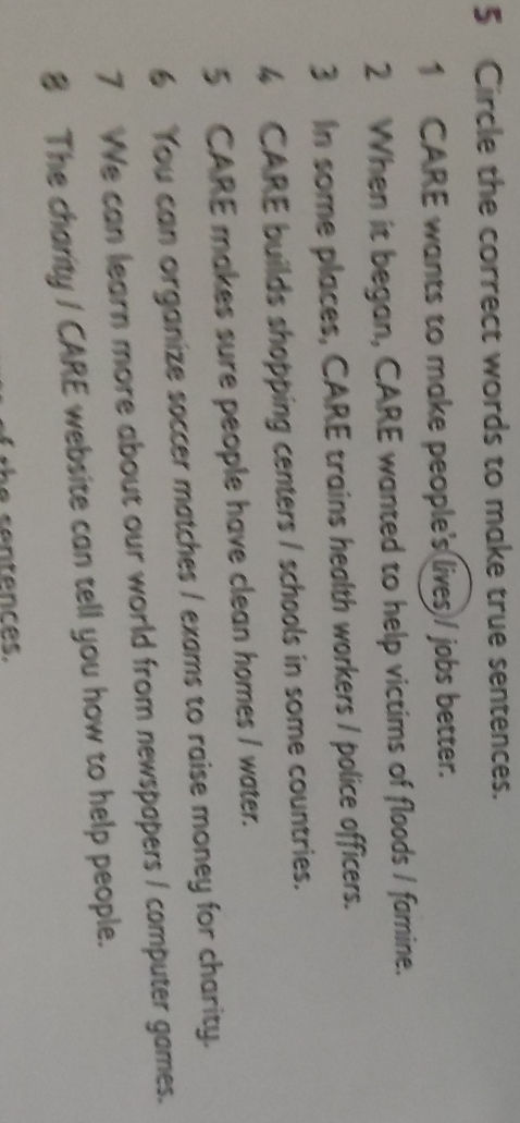 5 Circle the correct words to make true | StudyX