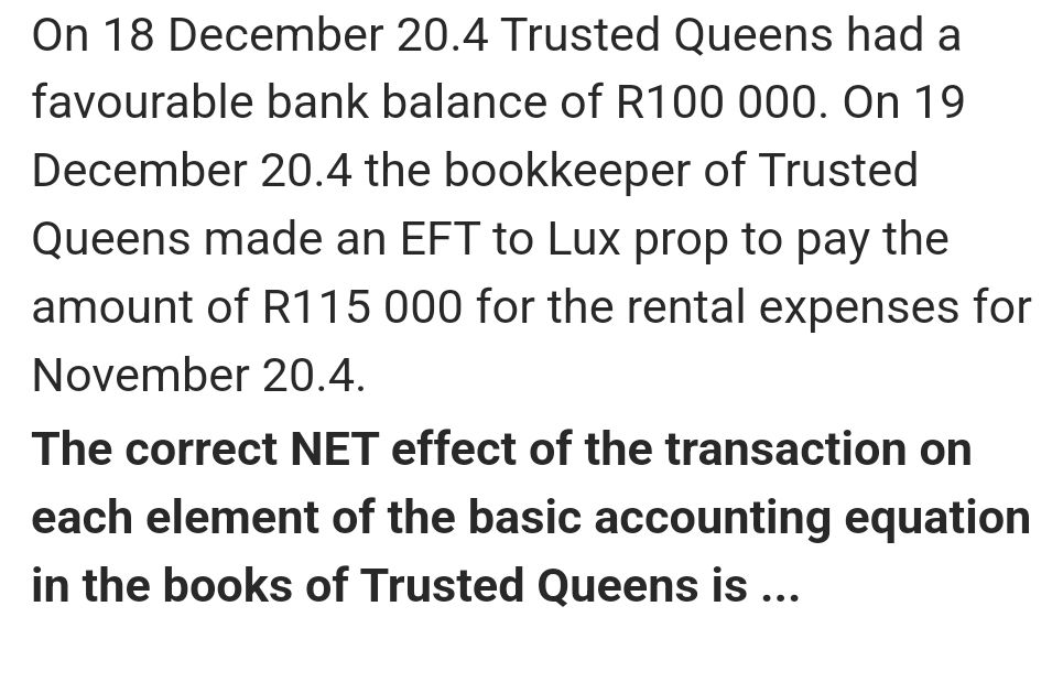 On 18 December 20.4 Trusted Queens had a | StudyX