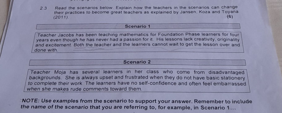 2.3 Read the scenarios below. Explain how | StudyX