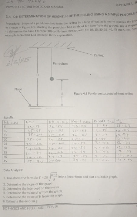 Procedure: Suspend a pendulum bob from the | StudyX