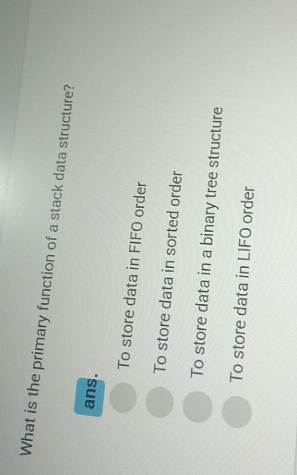 What is the primary function of a stack data | StudyX