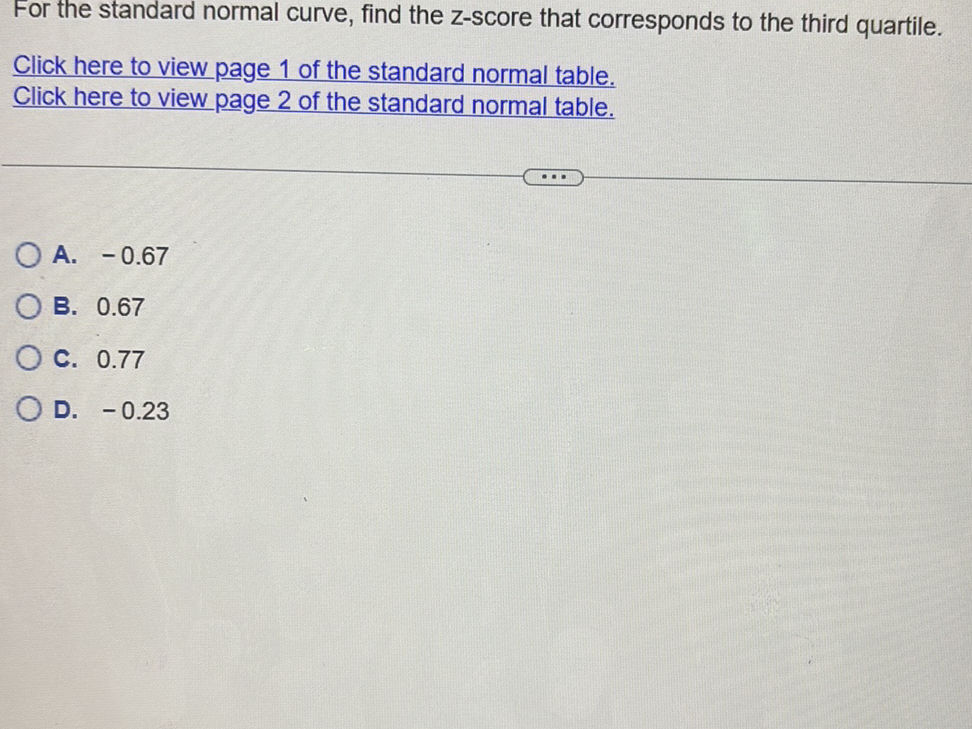 For the standard normal curve, find the | StudyX