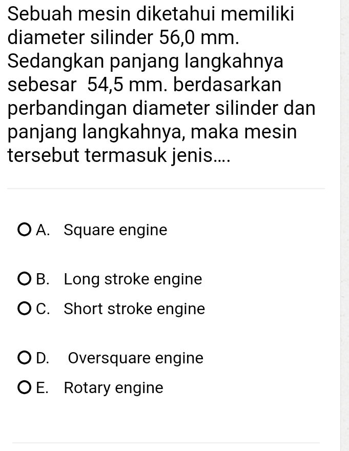 Sebuah mesin diketahui memiliki diameter | StudyX