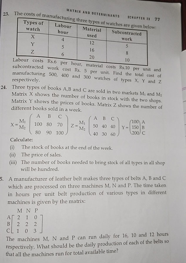 23. The costs of manufacturing three types | StudyX