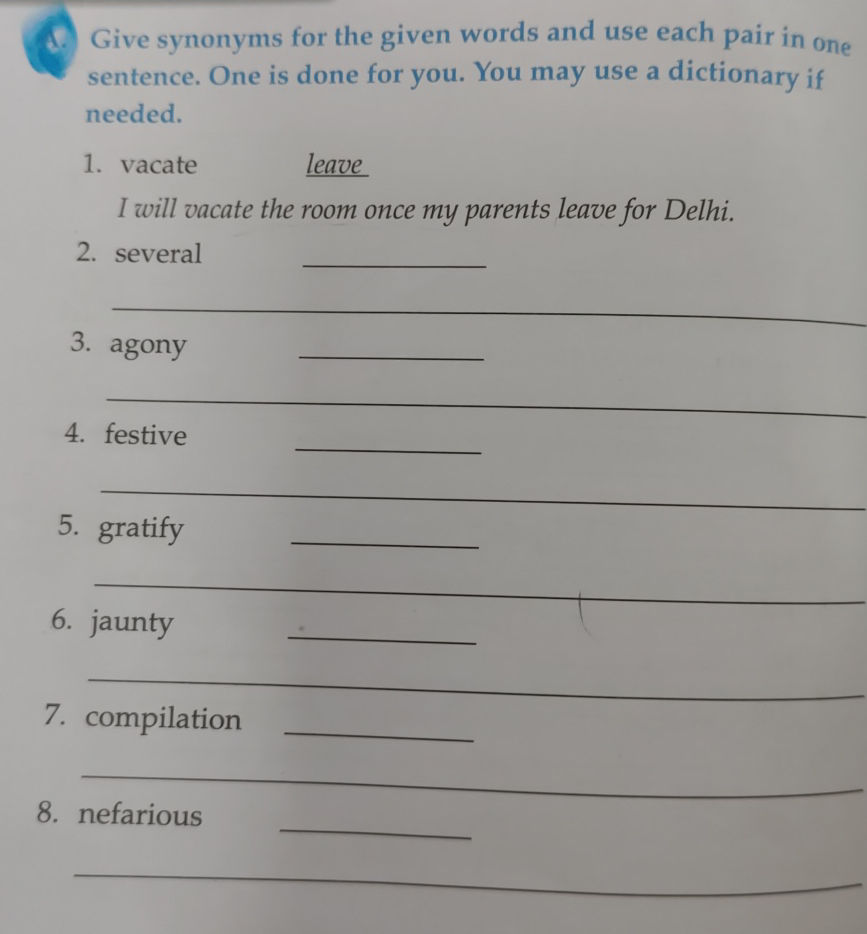 Give synonyms for the given words and use | StudyX