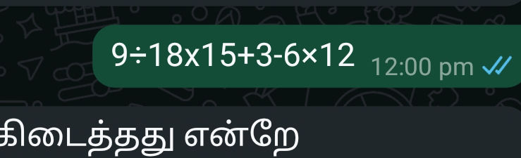 Order of operations: 9 ÷ 18 × 15 + 3 - 6 × 12 | StudyX