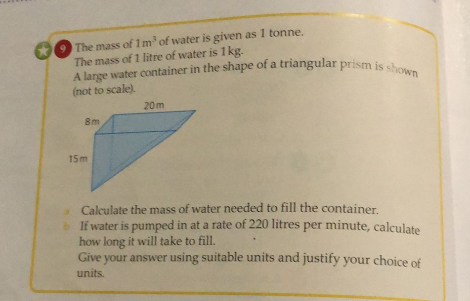 9 The mass of 1 m³ of water is given as 1 | StudyX